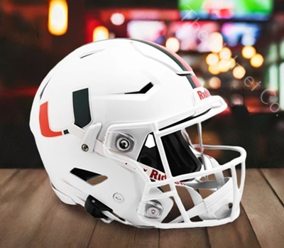 Miami Hurricanes Helmets - 6 Full-Size Riddell Models